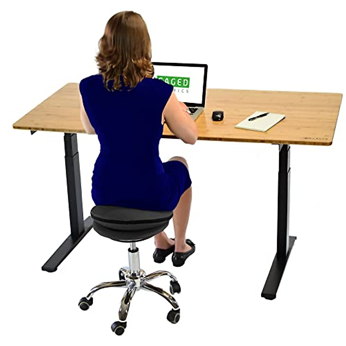 WOBBLE STOOL AIR rolling ergonomic balance ball office chair alternative exercise active stool wheels modern sit stand-up standing desk accessories adjustable height black