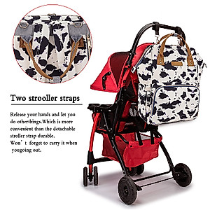 Cow Print Diaper Bag Backpack Set for Baby Girls Mom, Large Capacity Multi-Function Nappy Bags Organizer