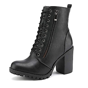 DREAM PAIRS Women’s Chunky Heel Ankle Booties,Size 7,BLACK,SILVERADO