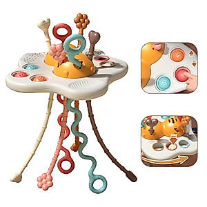 LZZAPJ Montessori Toys for 1 Year Old, Sensory Toys for Toddlers 1-3, Infant Pull String Car Seat Toys for Travel, Baby Teething Toy First Birthday Gift for Boys Girls Aged 6, 9, 12, 18 Months.