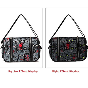 MEOKIM Gothic Backpack Canvas Backpack Printed Skull Backpack Halloween Backpack (Grey Tote Bag)