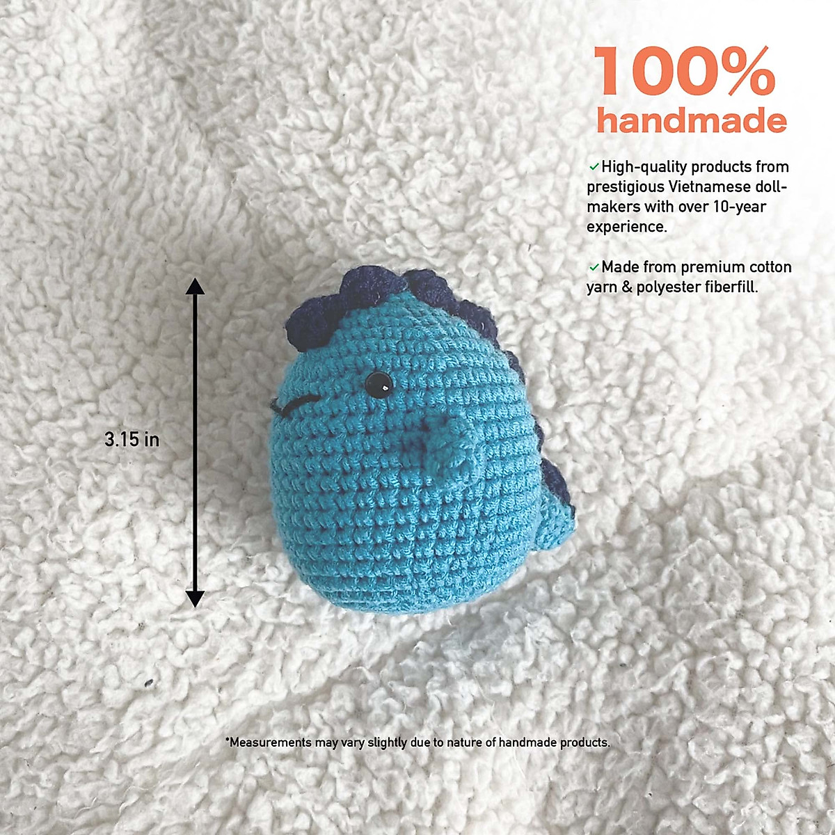 Chippi & Co Handmade Crochet Easter Assorted Animals Eggs, Natural and Organic Cotton, Baby Easter Gift, Easter Decor, Suitable to Play and Cuddle for Bedtime (Blue Dinosaur)