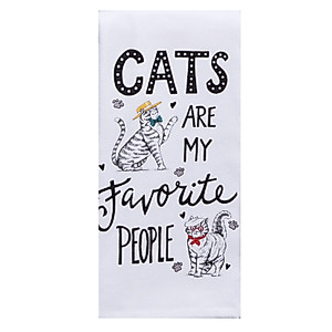 Kay Dee Designs Pet Lovers Only Terry Kitchen Towel, Cats are My Favorite People, White