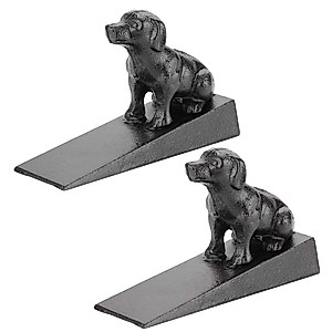 Sumnacon 2 Pcs Cast Iron Cute Dog Door Stops - Heavy Duty Rustic Door Stoppers Avoid Drilling Holes, Vintage Metal Door Wedges on All Floor Surfaces for Home Office Commercial Industrial