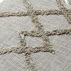 Creative Co-Op Cotton Blend Tufted Pattern & Tassels, Grey Pillow