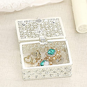 ELLDOO Crystal Jewelry Trinket Box Rectangle Small Box Earring Ring Case Necklace Organzier Storage Box Wedding Brithday Gift