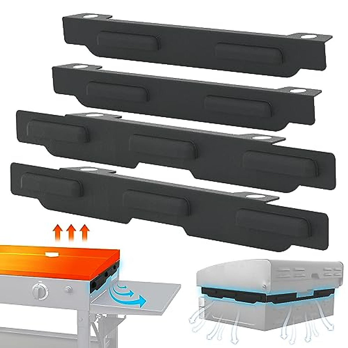 Black 28 inch Wind Guards for Blackstone Griddle, Magnetic Wind Screens, Blackstone Griddle Accessories, Fit with Side Shelf, Lid and Rear Grease Cup, Heat Shield for Side Table, Magnetic
