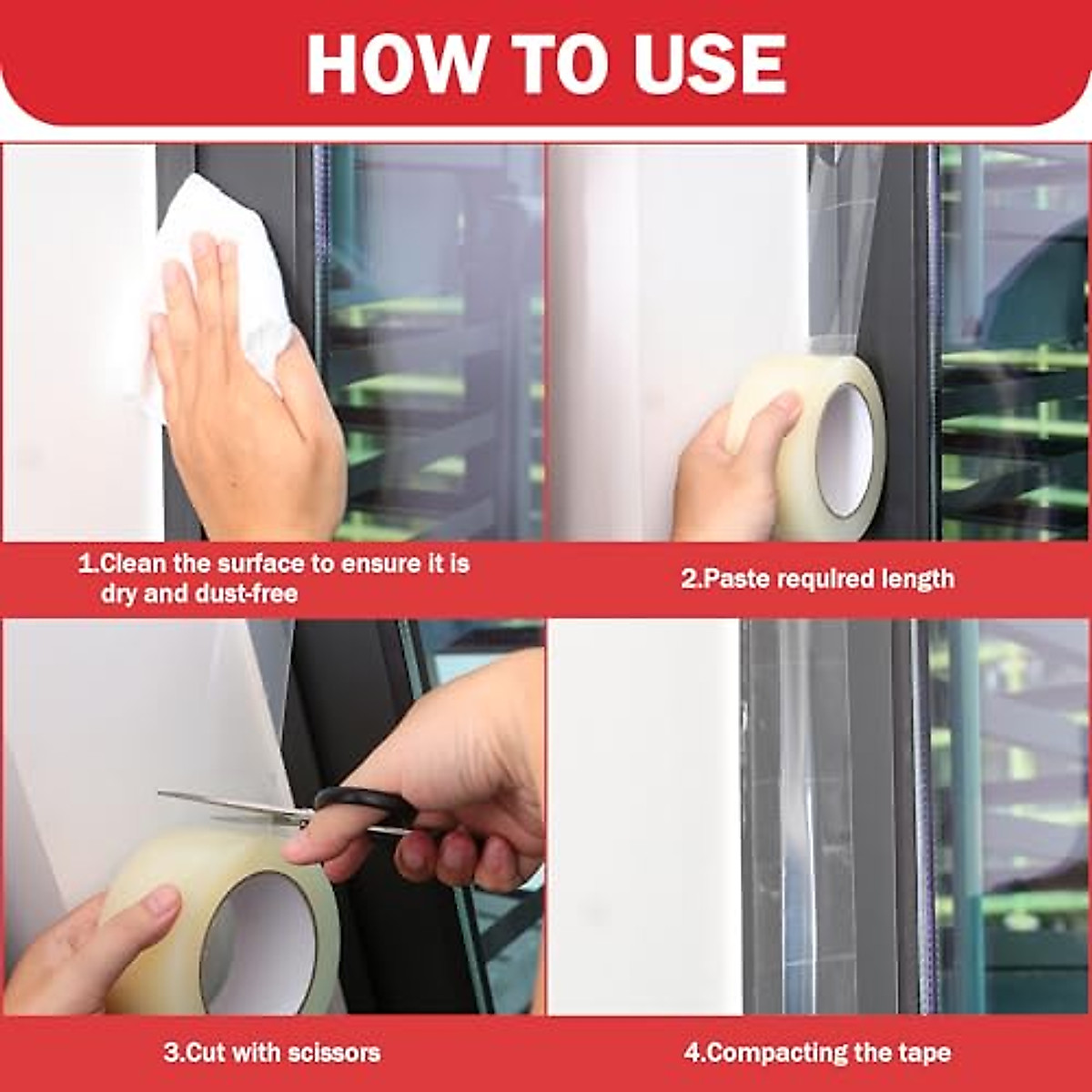 LLPT Transparent Weather Stripping Tape 2” x 108 Ft for Window and Door Ultra High Performance Weather Resistant Tape for Window Draft Insulation No Mess (WWT208)
