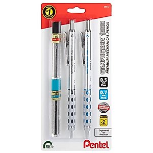 Pentel GraphGear 1000 Automatic Drafting Pencil - Metal Mechanical Pencils 0.5 and 0.7mm with Refill Leads