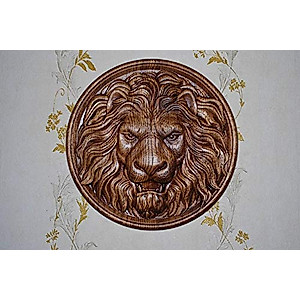 Lion Head Leo Carved Wood furniture appliques Furniture Onlay Wood rosette wood carvings Wall Hanging art
