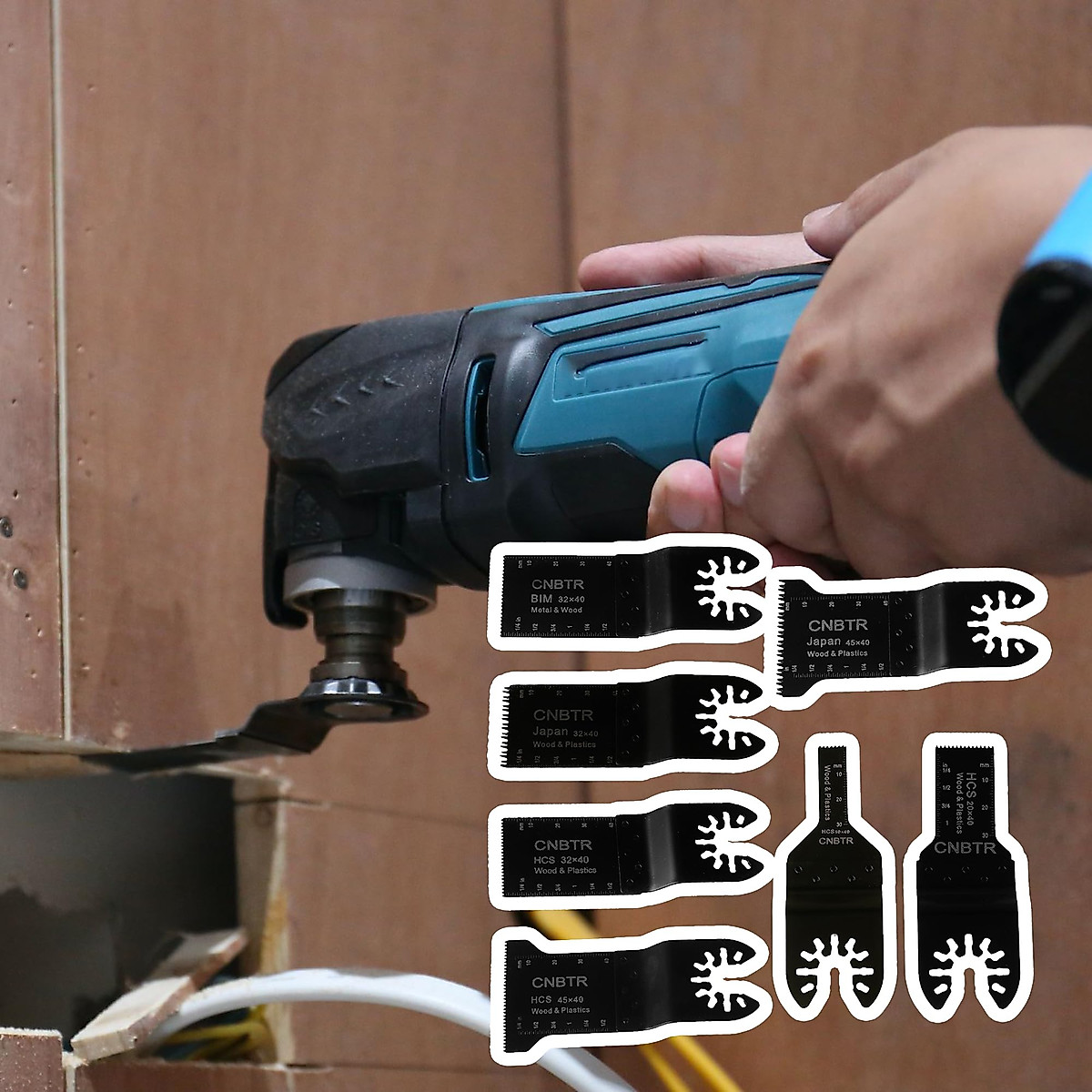 CNBTR Black Oscillating Saw Blade Quick Release Mix Accessory Multifunction Tools Set of 7