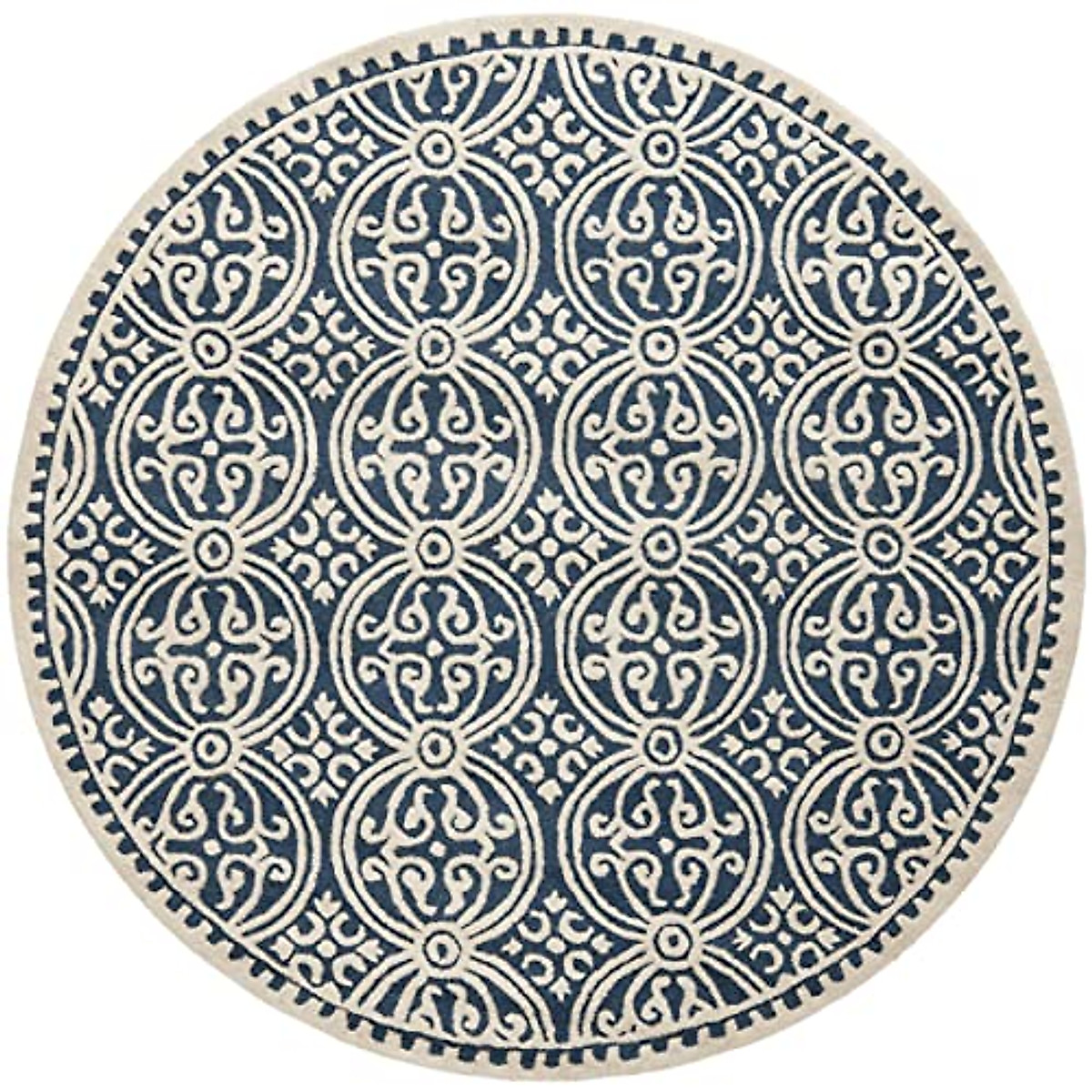 SAFAVIEH Cambridge Collection 3' Round Navy Blue/Ivory CAM123G Handmade Moroccan Wool Entryway Foyer Living Room Bedroom Kitchen Area Rug