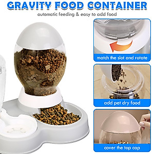 YECERCAN Gravity Feeder Cat Dry Food and Water Set, 2 in 1 Automatic Cat Feeder and Water Dispenser with Waterproof Mat,Pet Food/Water Bowls for Small to Medium Pups, Kittens,Rabbits...