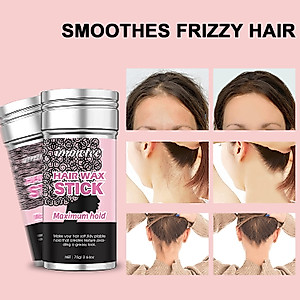 immetee Hair Wax Stick, Wax Stick for Hair & Hair Wax Stick for Flyaways, Edge Control Slick Stick, Hair Wax Stick for Wigs Men ＆ Women-75g