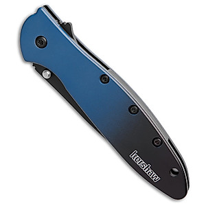 Kershaw Leek Pocket Knife, Limited Release Gradient Blue/Black Aluminum Handle, Black 3" MagnaCut Wharncliffe Blade, Spring Assisted Knife, EDC Folding Knife