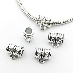 iloveDIYbeads 100g (About 125pcs) Mixed Tibetan Tube, Spacer Bail Bead Hanger Fit Charm European Bracelet Pendant (Antique Silver), 125