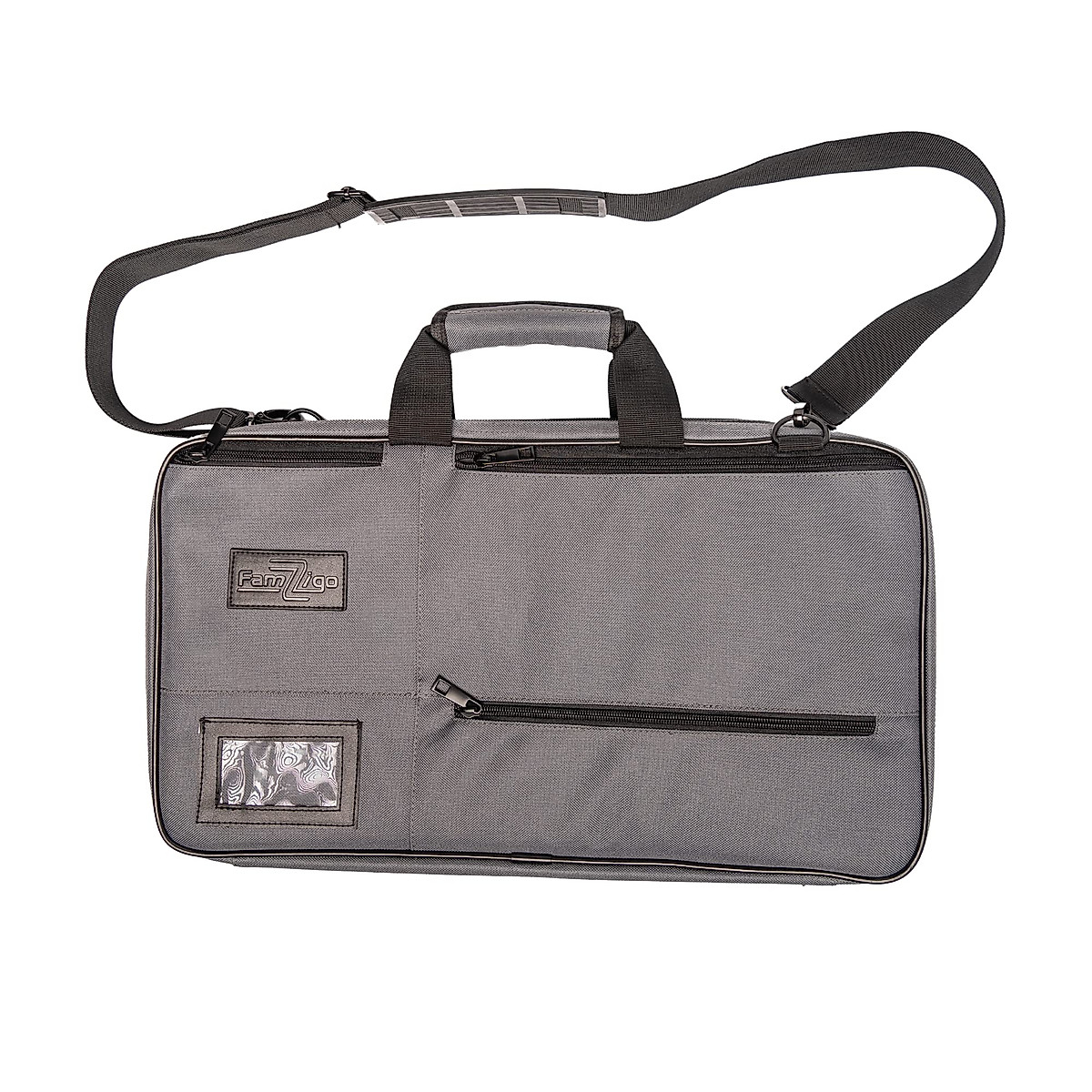 famzigo Silver Chef Knife Bag - 29 Flexible Universal Pockets, Detachable Adjustable Shoulder Strap - Professional Kitchen Accessories - Camping Storage, Carrying Case