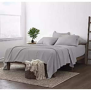 MGPS 100% Real Certified Organic Cotton Bedsheet Set, Full Size 6 Piece 800-Thread-Count Sheet Set, [1 Fitted + 1 Flat + 4 Pillowcases], Extra 30" Deep Pocket - Light Grey