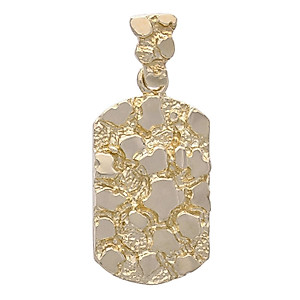 14k Yellow Gold Dog Tag Nugget Charm Pendant
