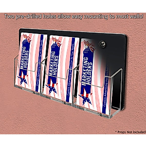 Marketing Holders Wall Business Card Holder with Hanging Hardware for 2" x 3.5" Vertical Appointment Gift or Reward Cards Schools Colleges Universities Retail Stores 3 Slot Clear on Black Acrylic