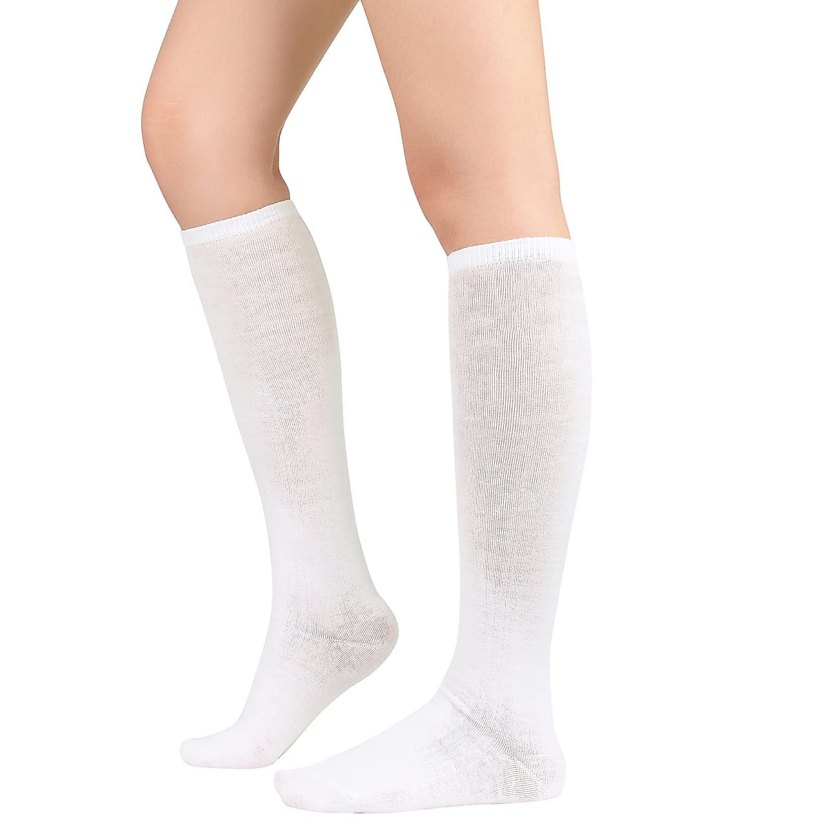 American Trends Knee High Socks for Women Casual Athletic Solid Color Thigh High Socks Leg Warmers Compression Socks 1 Pack White