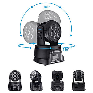 BETOPPER DJ Lights Moving Head, 7x8W RGBW DJ Lights, Sound Activated/DMX Lighting, Moving Head Lights for Stage, Party, Live, DJ, Bar, Disco Lighting (2 Packs)
