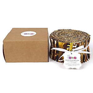 Soimoi 40Pcs Animals Print Cotton Precut Fabrics for Quilting Craft Strips 2.5x42inches Jelly Roll - Yellow