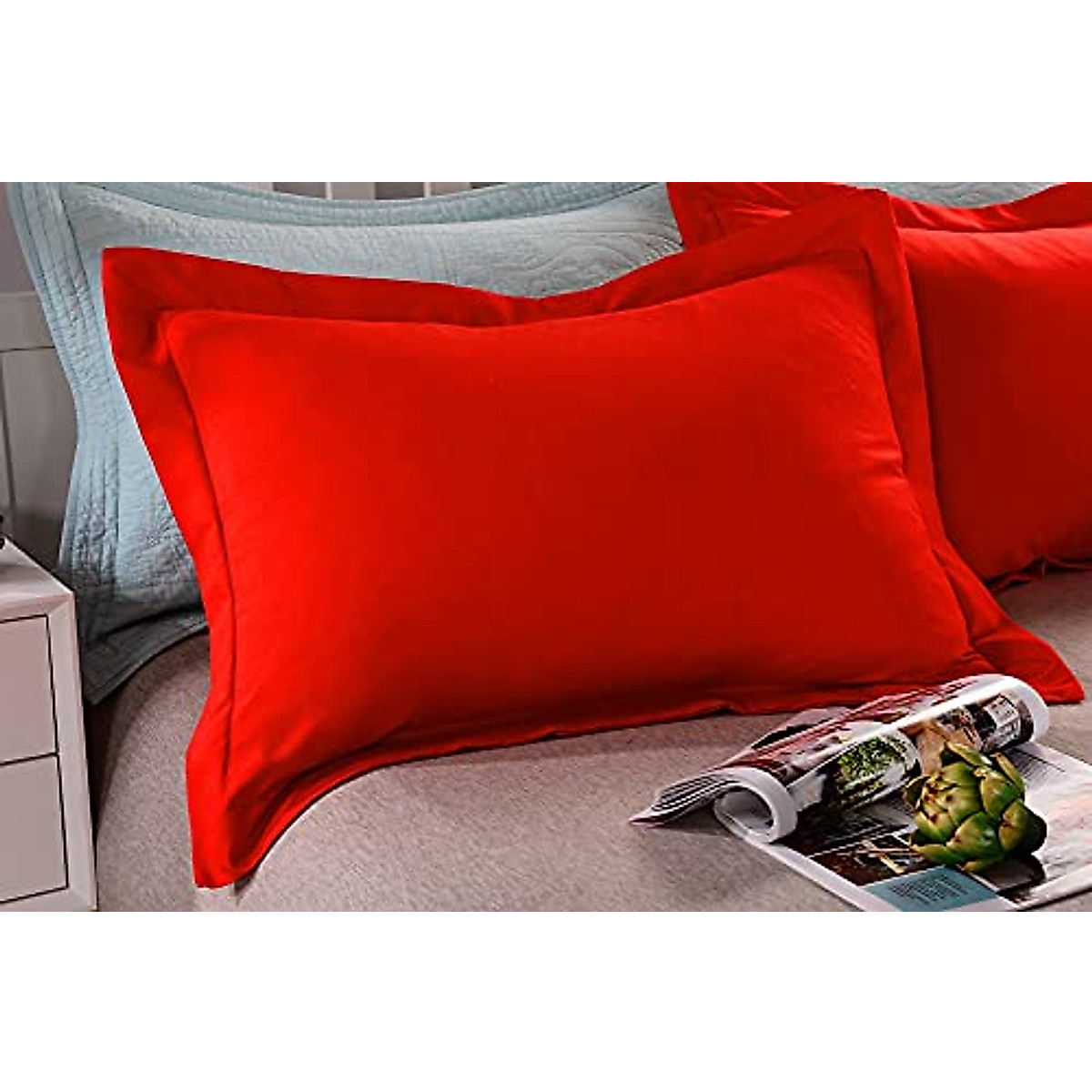 Do&Get Home Bedding Duvet Cover Set Red Color Full/Queen Size, 100% Microfiber,Ultra Soft and Silky-Smooth Touch,Breathable and Lightweight, with Zipper Closure