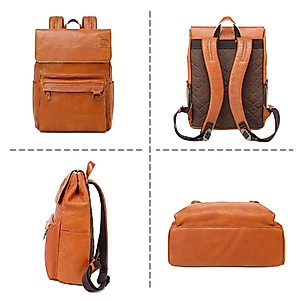 G-FAVOR Leather Backpack for Women Leather Laptop Rucksack Waterproof Bookbag College School Daypack