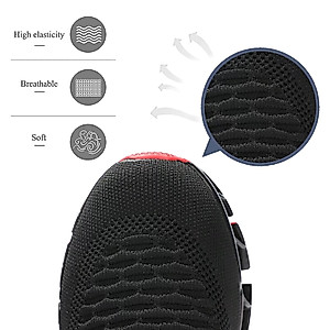 Womens Slip on Walking Running Shoes Blade Tennis Casual Fashion Sneakers Comfort Non Slip Work Sport Athletic Trainer Black/Red