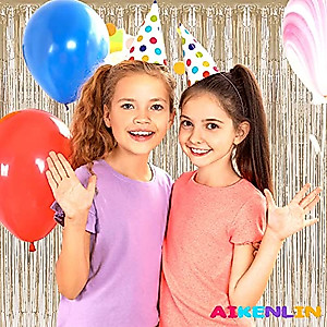 4 Pack 3.2Ft x 9.8Ft Champagne Gold Foil Fringe Curtain Backdrop, Metallic Tinsel Foil Fringe Streamers Curtains for Party, Photo Booth Props, Birthday, Wedding, Christmas Party Decoration Supplies