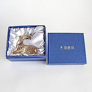 DOJOZ Crystal Deer Animals Lovely Elegant Craft Decorations for Home Ornaments Christmas Collectible Birthday Gifts Reindeer Figurines (Gold)