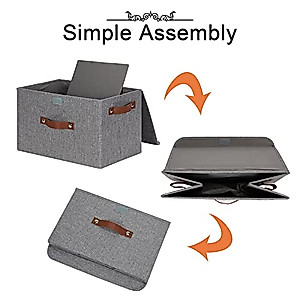 Storage Bins with Lids 3 Pack,WLFRHD Fabric Storage Baskets for Shelves,Collapsible Storage Boxes with Lids Decorative Fabric Storage Bins 15"x10"x10",Closet Storage Organizer Containers for Home Bedroom Nursery Toy,Grey