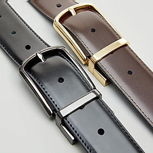 PlusZis Reversible Leather Belts For Men Big and Tall 28"-87" Trim To Fit With Gift-Box