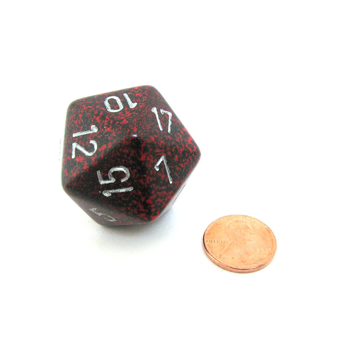 Jumbo d20 Counter - Speckled 34mm Dice: Silve Volcano