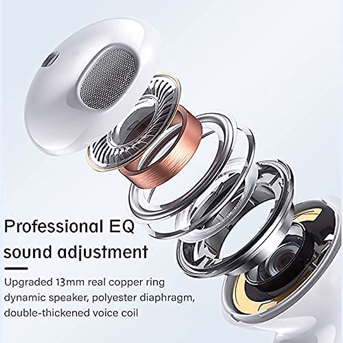 Wireless Earbuds,Bluetooth Headphones Stereo Earphone Cordless Sport Headsets,Bluetooth in-Ear Earphones with Built-in Mic for Smart Phones (White-C)