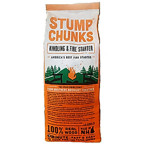 Stump Chunks: SC-15 1.5 Cu Ft Kindling & Fire Starters - Natural Fire Kindling Wood Sticks & Firewood Starter - Firestarter Sticks from Recycled Tree Stumps - Large Bag