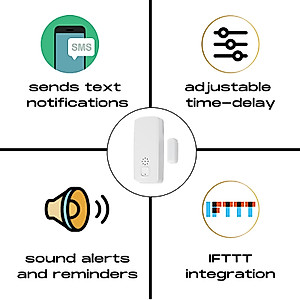 Doorsound - Freezer Refrigerator Door Left Open Alarm with Text Notification alerts, Phone Notifications, Adjustable time delay and Volume, Chime, Close Door Reminder | no hub | no Subscription