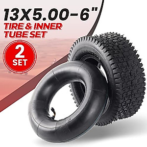 (2-Set) AR-PRO Replacement 13x5.00-6 Tire and Inner Tube Sets for Razor Dirt Quad Versions 1-18 - Compatible with Yerf Dog, Motovox, and More - Also Compatible with Yard Tractors and Hand Trucks
