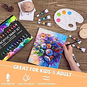 Canvases for Painting, Painting Supplies with 20 Cotton Canvas Panels, 4x4, 5x7, 8x10, 9x12, 11x14 inches (2 of Each), with 24 Acrylic Paints, 10 Brushes, Painting Canvas Set for Multimedia