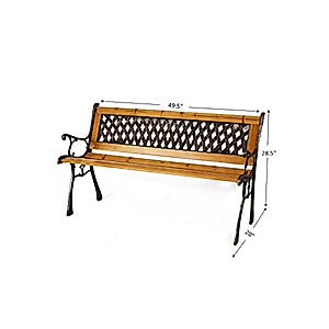 Gardenised Patio Garden Park Yard 49" Outdoor Wooden Bench