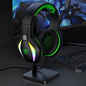 Fachixy FC100 Gaming Headset for PS4/PS5/PC/Xbox/Nintendo Switch, Xbox Headset with RGB Light, PS5 Headset with Mic (Green)