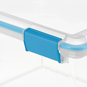 GROWTOCHOICE 32 Quart Gasket Box - Clear Base and Lid, Blue Aquarium (Set of 4) Blue-4.0 / United States