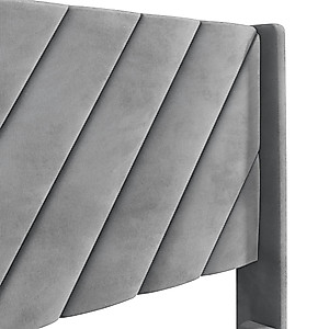 Yaheetech Upholstered Platform Bed with Wing Side Headboard,Heavy Duty Wooden Slat Support/No Box Spring Needed/Easy Assembly, Light Gray Full Bed