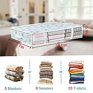 Lifeadhoc Storage Bags, 2 Pack Clothes Storage Bins, Foldable Under Bed Storage Containers, Closet Organizers, with Durable Handles Thick Fabric for Blanket Comforter Clothing Bedding 40L(Green)