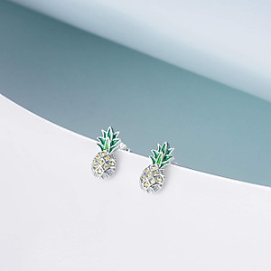 Pineapple Earrings Gifts for Her Women Sterling Silver Pineapple Stud Earrings Jewelry Studs Gifts for Women Teens