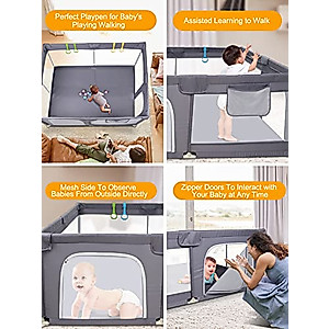 Baby Playpen, Play Pens for Babies and Toddlers, Extra Large Baby Play Yard, Baby Play Fence with Breathable Mesh and Double Gate, Indoors Kids Safety Play Activity Center, 71x59x27 Inches