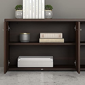 Bush Business Furniture Studio C Low Storage Cabinet with Doors and Shelves, White