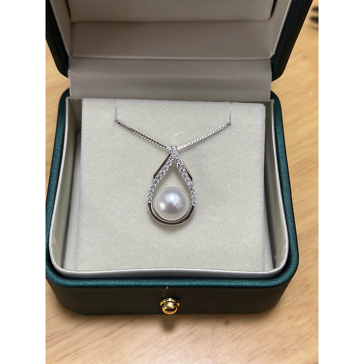 NONNYL Pearl-Necklaces for Women, Real Freshwater Cultured White Pearl Pendant Fine Jewelry Valentines Day Mothers Day Gifts for Wife Mom Girlfriend, Anniversary Birthday Gifts for Her