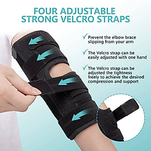 fibee Elbow Brace for Ulnar Nerve Entrapment,Cubital Tunnel Brace for Sleeping,Adjustable Elbow Immobilizer for Tendonitis,Arthritis and Pain Relief,Elbow Stabilizer Brace for Men and Women(L/XL)